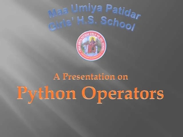 Python Operators Pptx