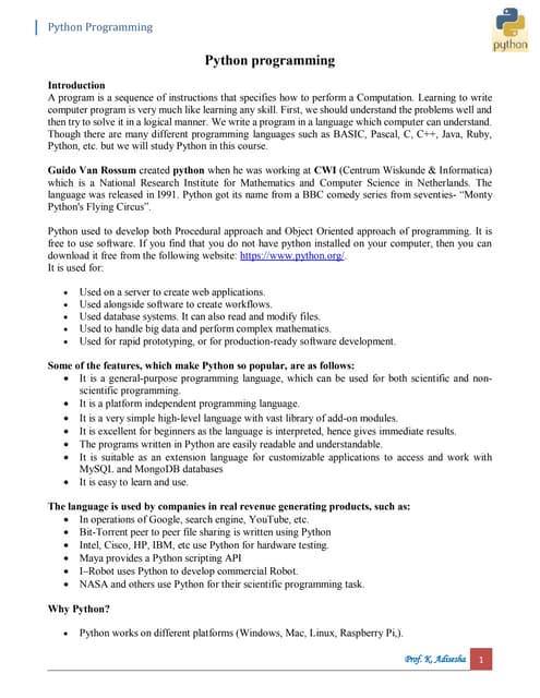 Python Summer Internship Pptx