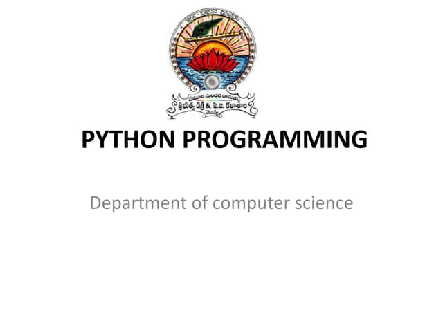 Introduction To Python And More In Intro Pptx