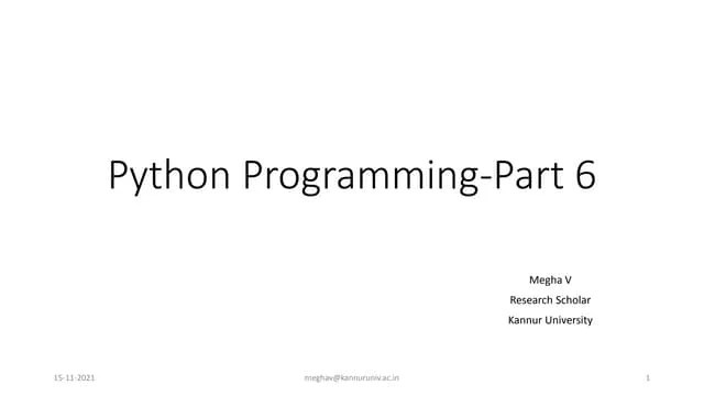 Python Programming Part 6 Pptx