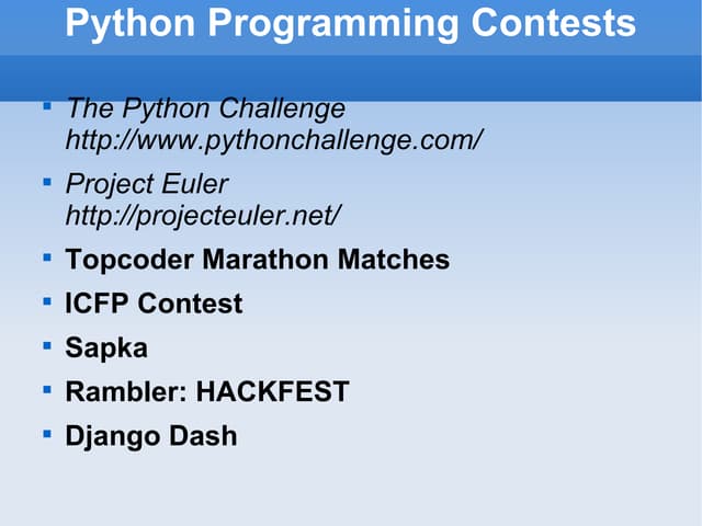 Python Programming Contests Ppt