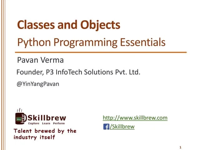 Python Programming Essentials M20 Classes And Objects Pptx