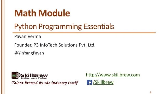 Python Programming Essentials M24 Math Module Pptx