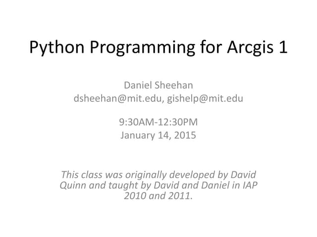 Python Programming For Arcgis Part I Pdf