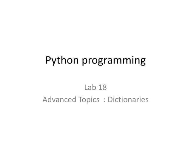 Python Programming Lab 18 Ppt