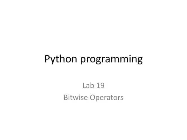 Python Programming Lab 19 Pptx