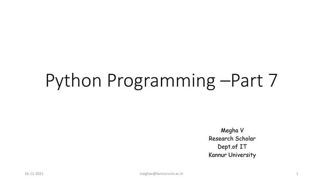 Python Programming Part 7 Pptx