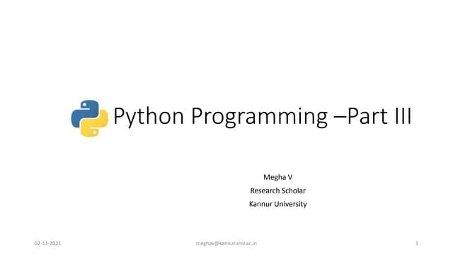Python Programming Part 3 Pptx