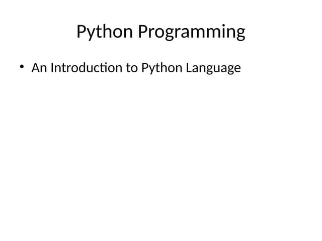 Python Programming Presentation Presentation Pptx