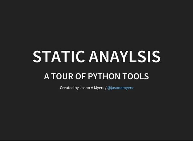 Python Static Analysis Tools Pdf