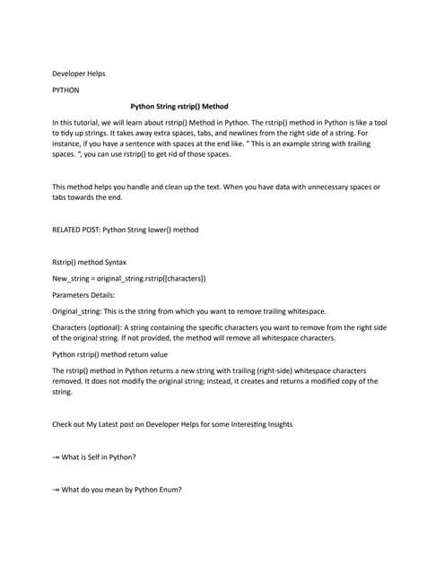 Python String Rstrip Method Pdf