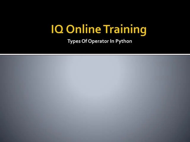 Operators Concept In Python N Kavitha Pptx