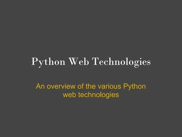 Python Web Frameworks Pdf