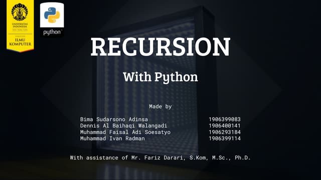 Recursion With Python Rev Pptx