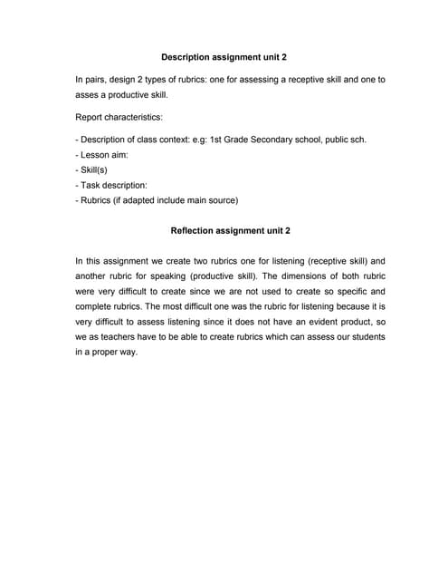 Reflection Assignment Unit 1 Docx