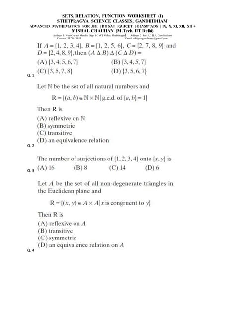 Class Xi Straight Lines Worksheet Pdf