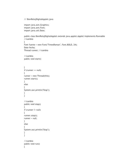 Reloj En Java Docx