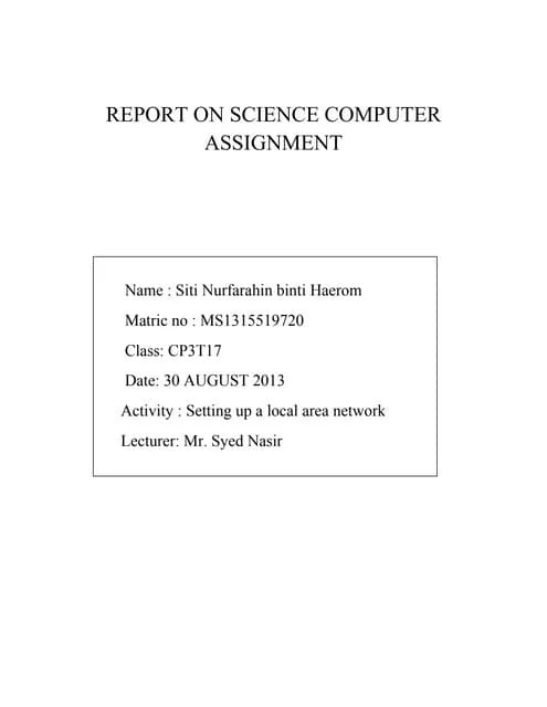 Report On Science Computer Assignment Pdf