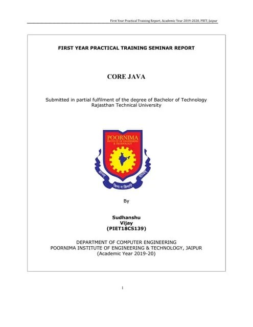 Report Summer Training Core Java Pdf