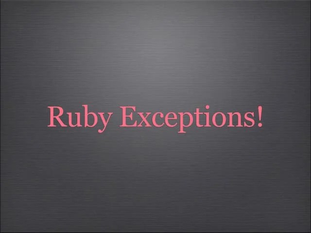 Ruby Exceptions Pdf