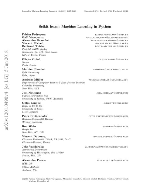 Scikit Learn Machine Learning In Python Pdf