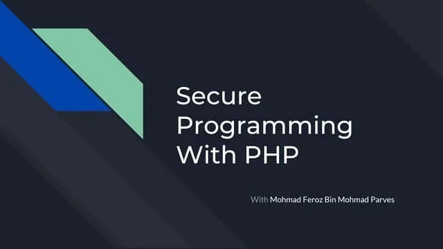Secure Programming With Php Pptx