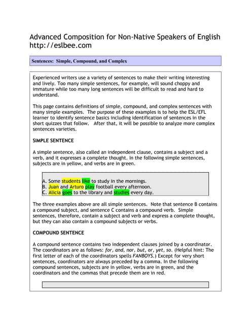 Simple Compound Complex Sentences Pptx Law