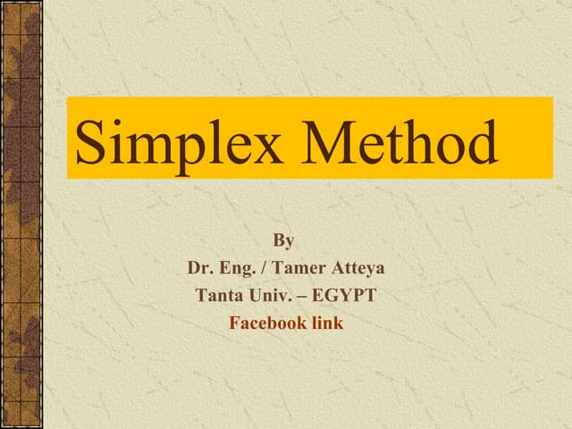 Simplex Method Ppt