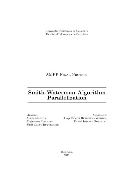 Smith Waterman Algorithm Parallelization Pdf