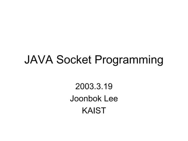 Socket Programming Ppt