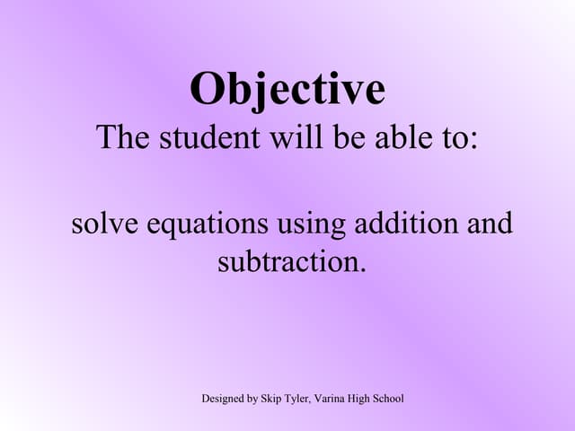 Solving Equations Using The Balancing Method Ppt