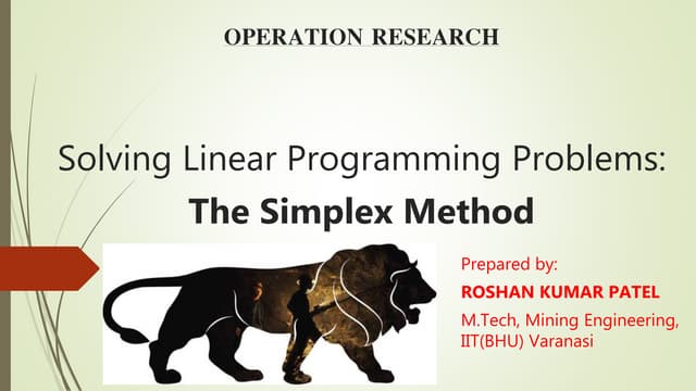 How To Resolve A Linear Programming Problem Using Simplex Algorithm Ppt