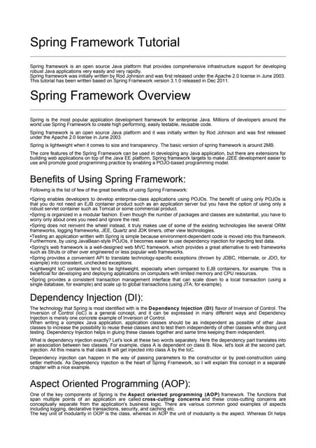 Java Spring Framework Pptx Web Development Internet