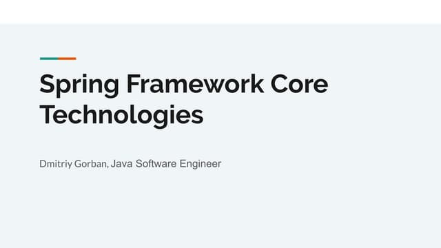 Spring Framework Core Technologies Pdf