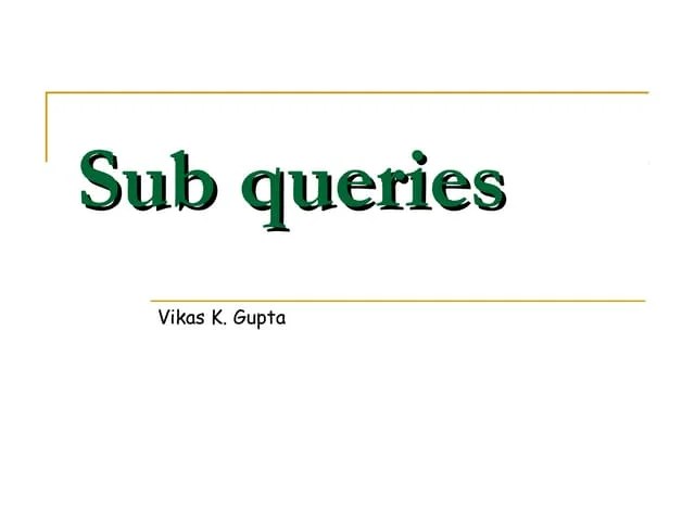 Sql Subquery Ppt