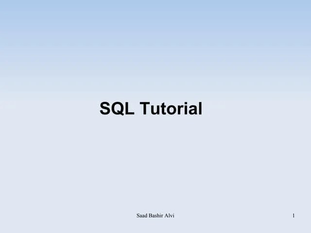Sql Presentation Ppt