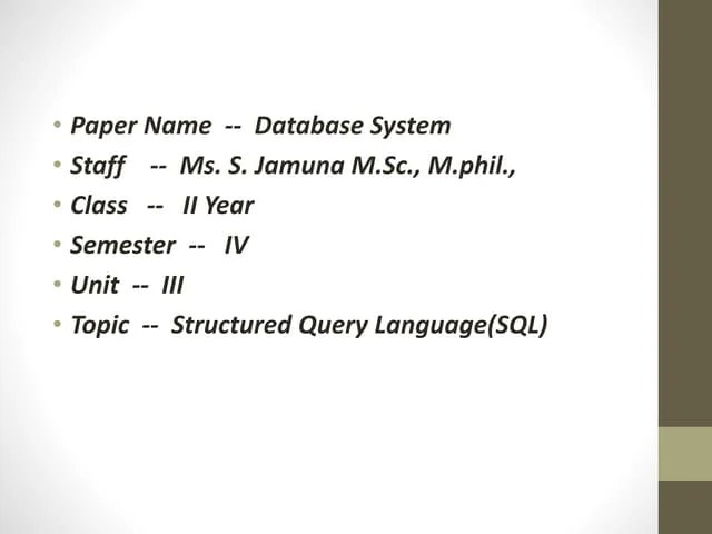 Sql Structured Query Language Pptx