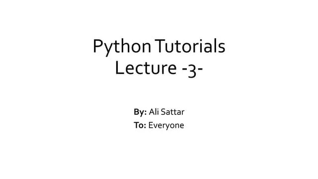 String In Python Lecture 3 Pptx