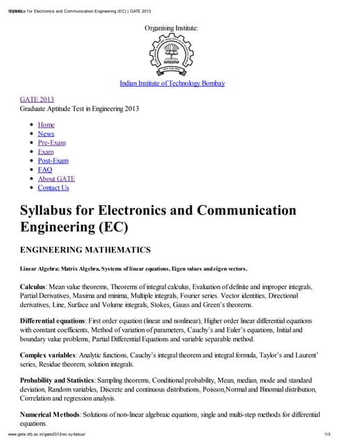 Ece Gate Syllabus 2020 | PDF