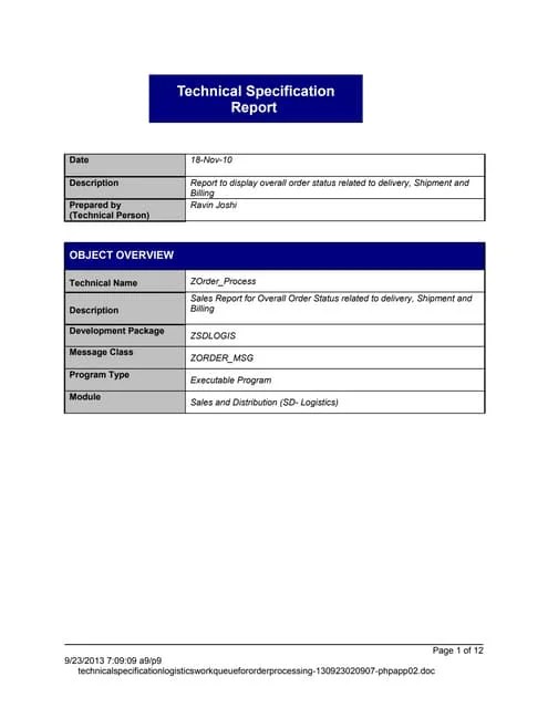 Functional Specification Document Template Pdf