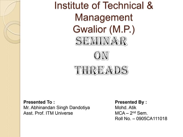 Threads Operating System Pptx