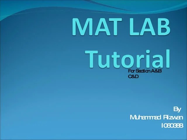 Matlab Basic Tutorial Ppt