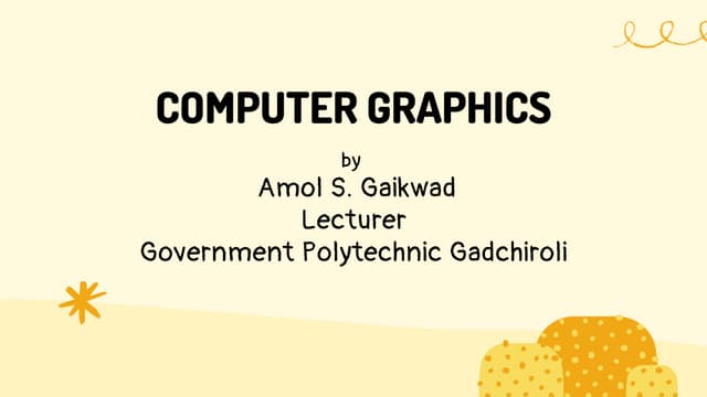 Unit 1 Basics Of Computer Graphics Pdf