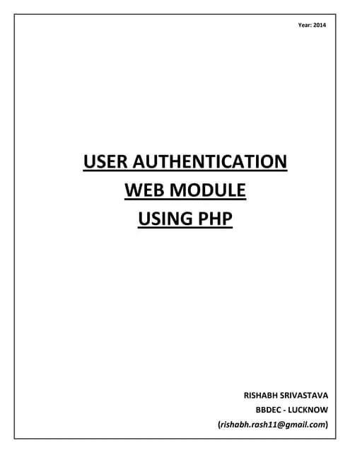User Authentication Module Using Php Pdf