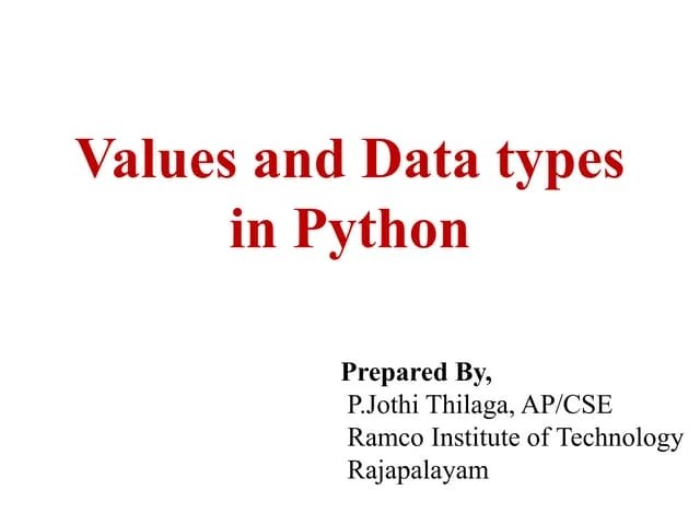 Values And Data Types In Python Pptx