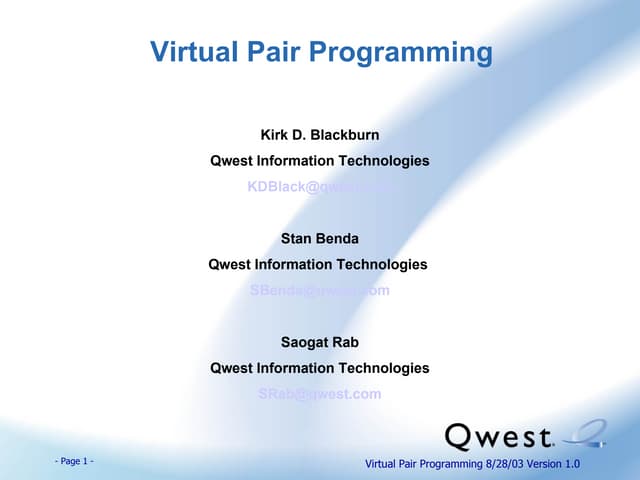 Virtual Pair Programming Ppt