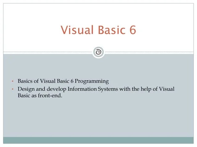 Visual Basic 6 0 Ppt
