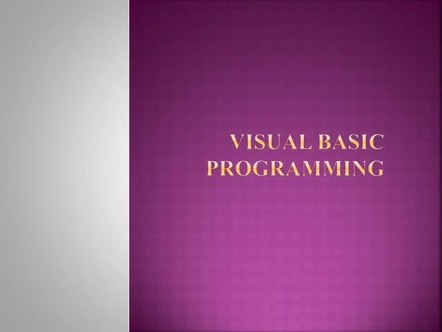 Visual Basic Programming Pptx