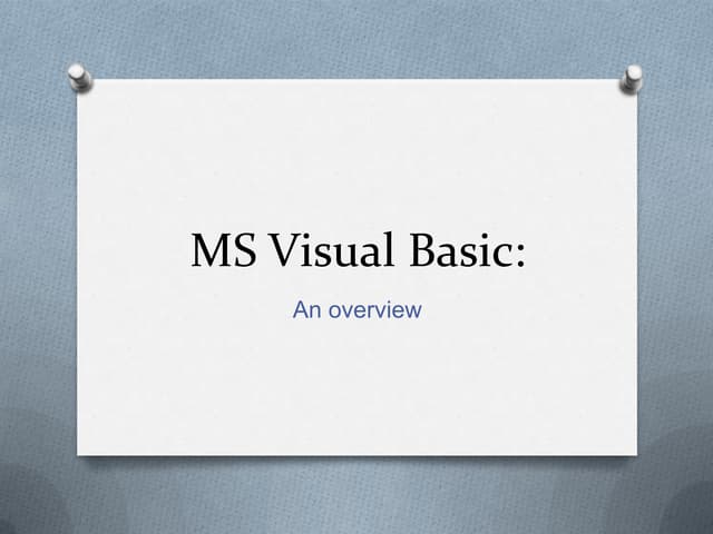 Introduction To Visual Basic Week 2 Pptx Computer Software And