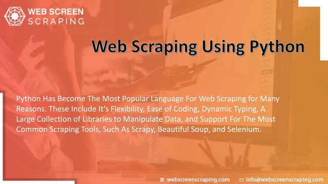 Web Scraping Using Python Web Screen Scraping Pptx